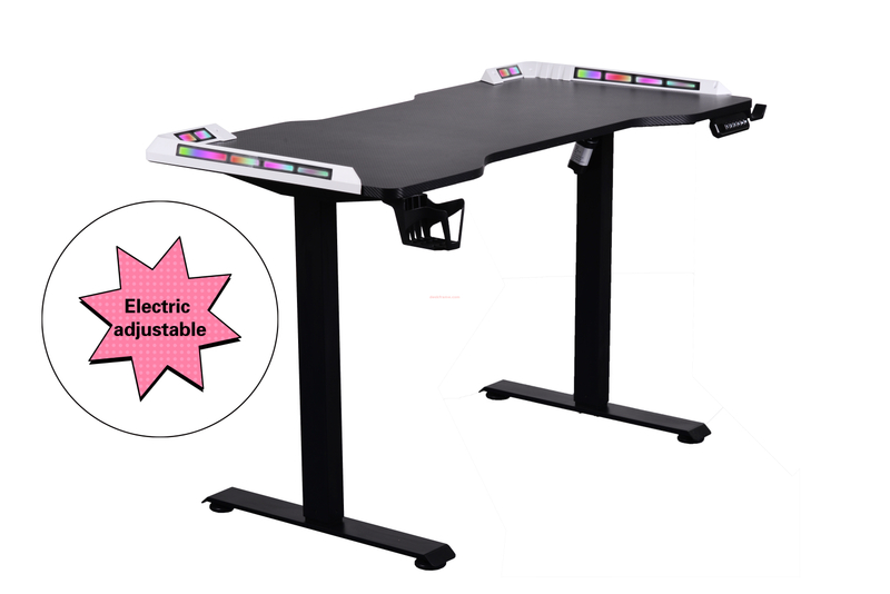 RGB Gaming Desk Height Adjustable with Single Motor Height-adjustable ...